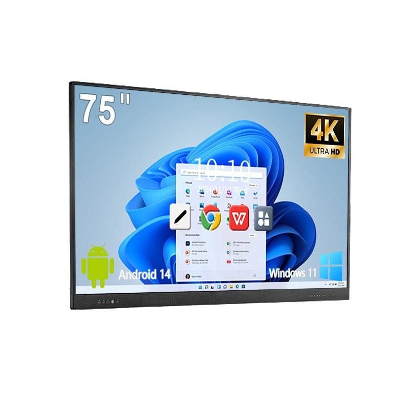 75 Inch Interactive Touch Screen Whiteboard for Teaching , Android 14 ...
